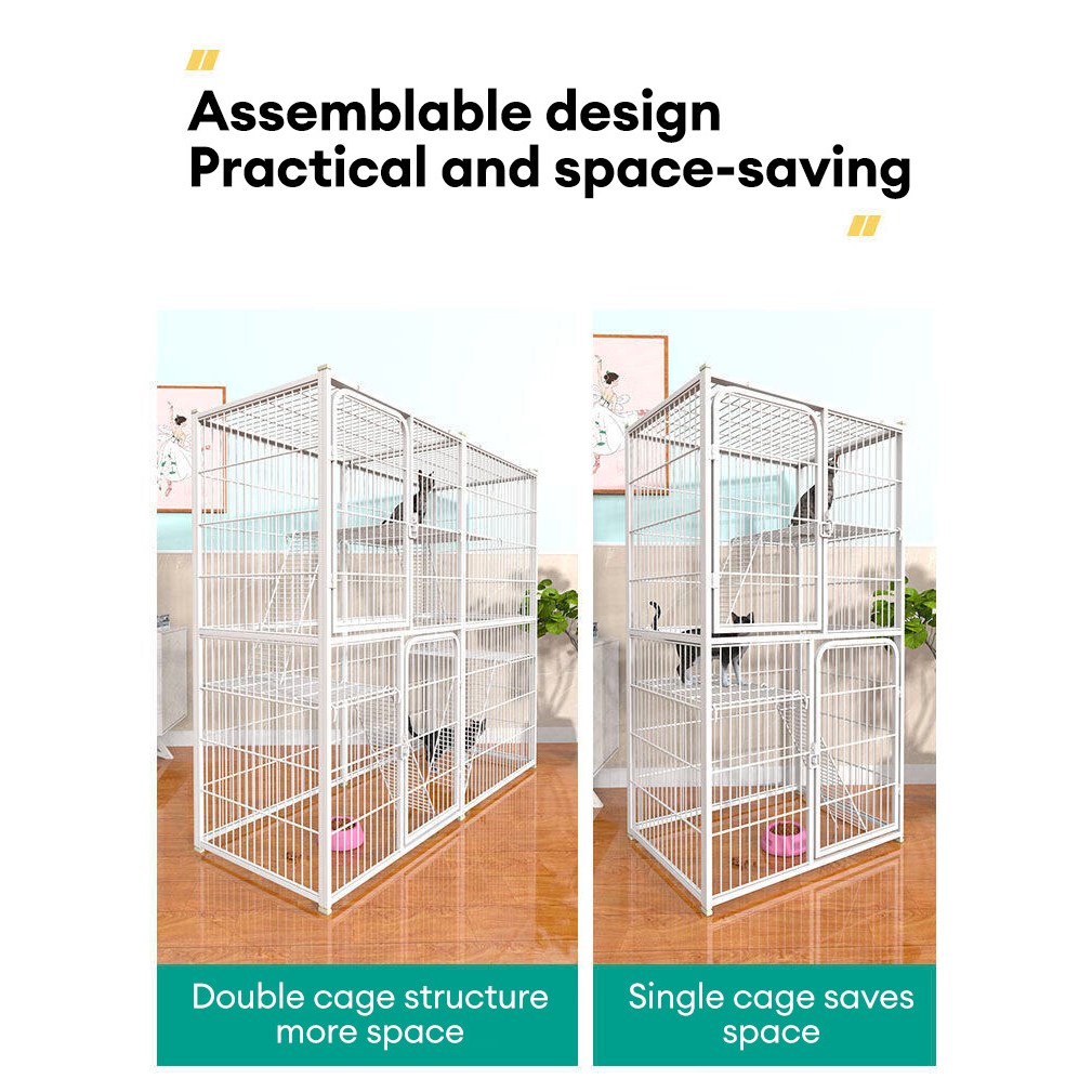 Cat Cage 4 Layer Large Platform Cat House Expandable Space Cat Villa ...