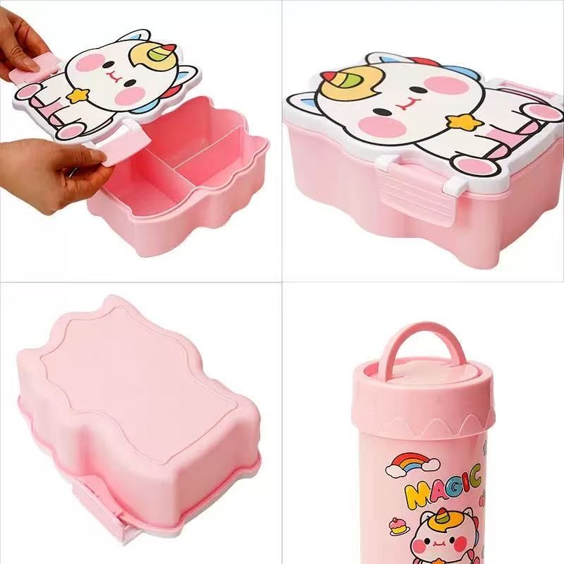 Cute Cartoon Lunch Box set whit tumbler and spoon Children's lunch box ...