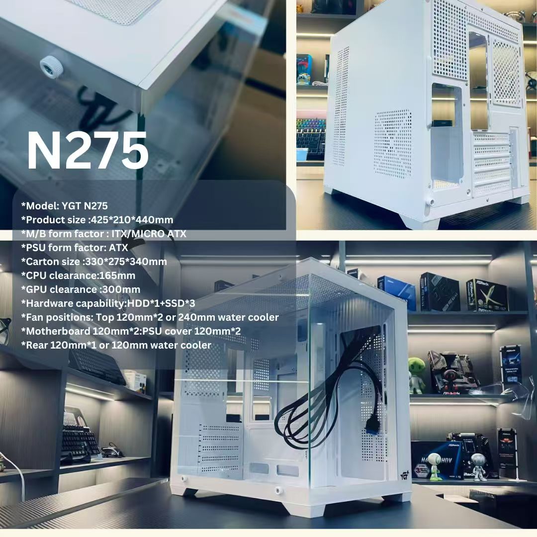 YGT Gaming Case With Tempered Glass Seaview Palace Micro ATX Desktop PC ...