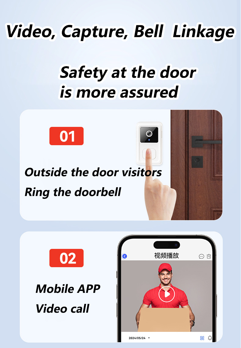 Doorbell Wireless With Camera Can Video Calls&Infrared Night Vision ...