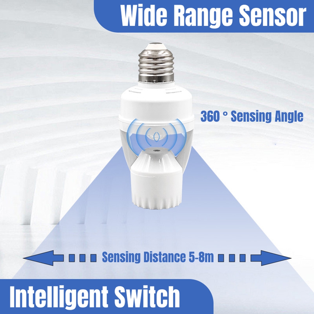 Luxy E27 Radar Sensor LED Bulb Socket Light Bulb Lamp Holder Auto On ...