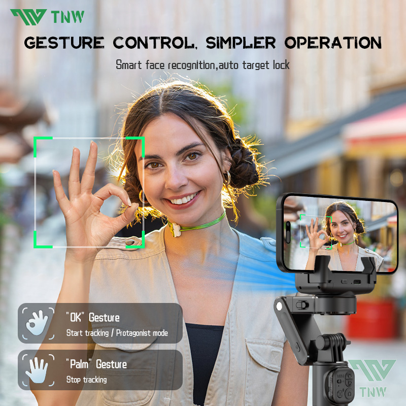TNW Q19 4in1 Selfie Stick Gimbal Stabilizer AI Face/Object Tracking ...