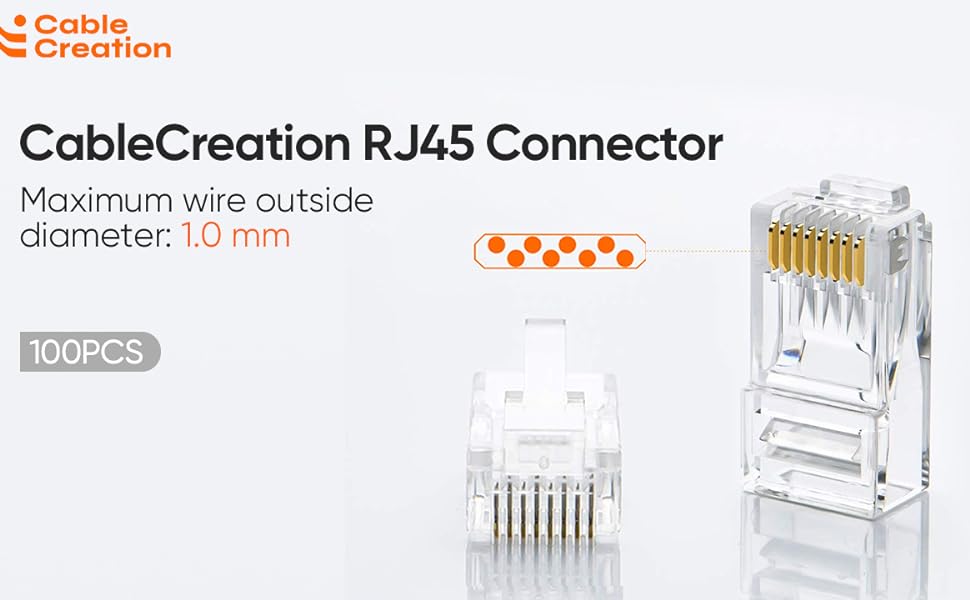 CAT5 RJ45 Gold-Plated Connector 8P8C Pins Ethernet cable header plug (100pcs) | Shopee Philippines