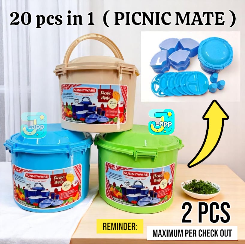 20 PCS IN 1 SET with box #9822 Sunnyware PICNIC MATE (Random Color ...