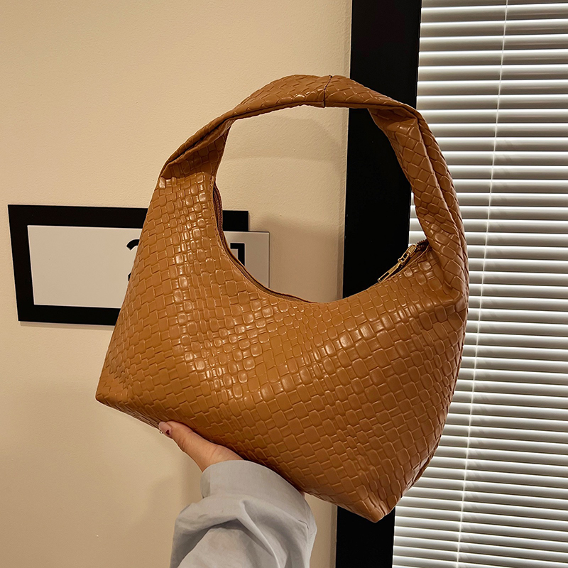 Mumu 8015 PU Leather Women's Soft Armpit Bag Hobo Handbag Woven Pattern ...