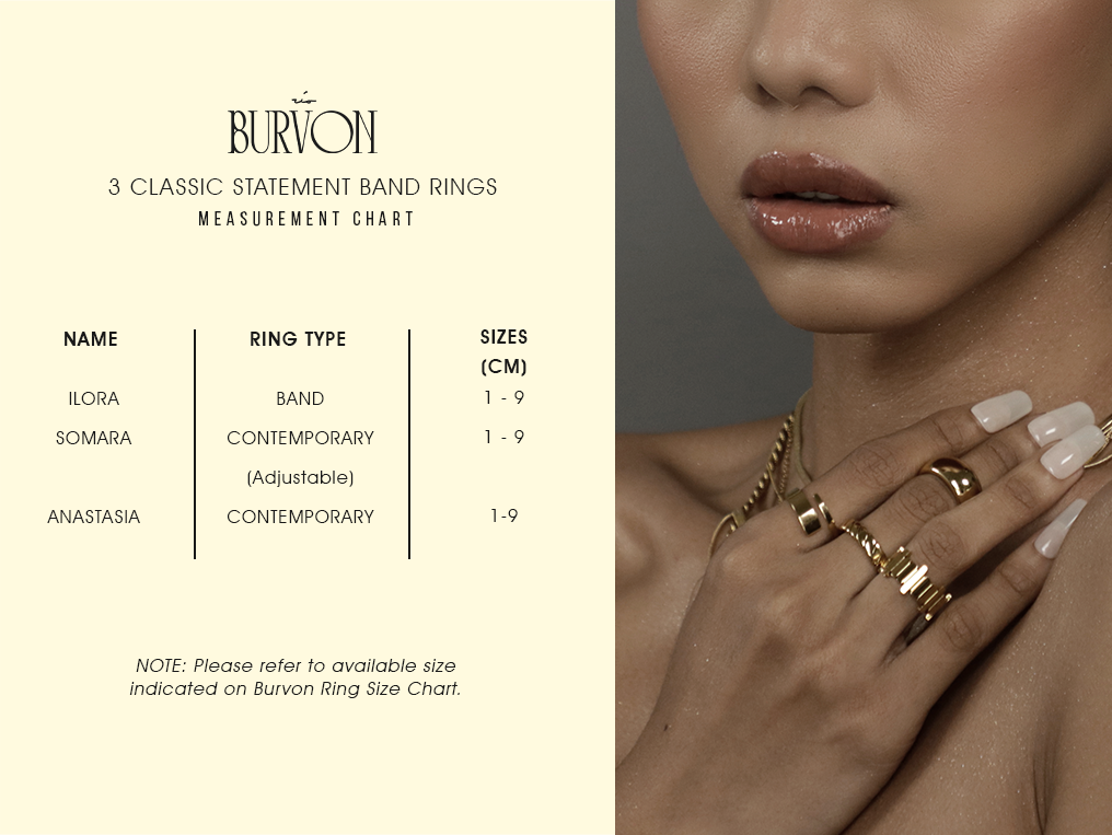 Burvon The Classic Collection Rings (Minimal, Statement & Chunky ...