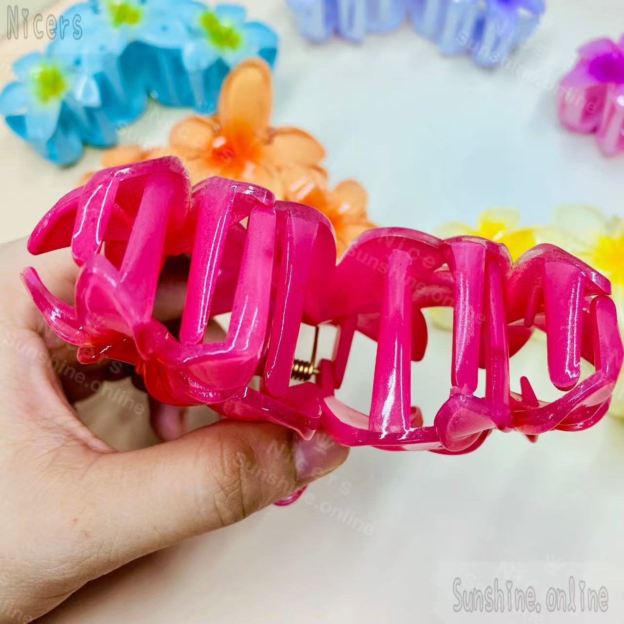 Colorful Flower Hair Clamp with 3 Large size Flowers #H728 Fashionable ...