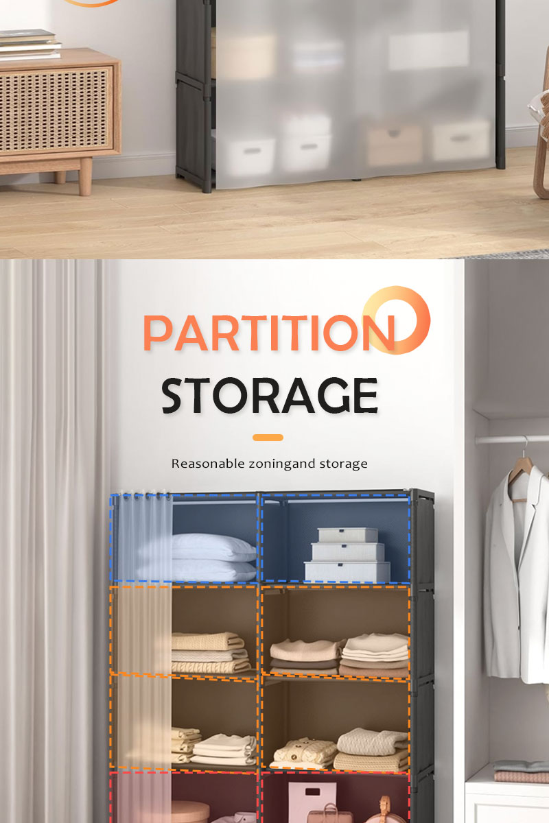 COD⚡️Clothes Cabinet Closet Clothes Storage Wardrobe Sliding Curtain ...