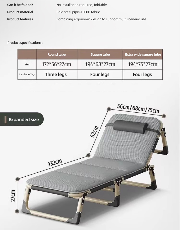 Folding bed Portable family nap bed office recliner lunch break bed nap ...