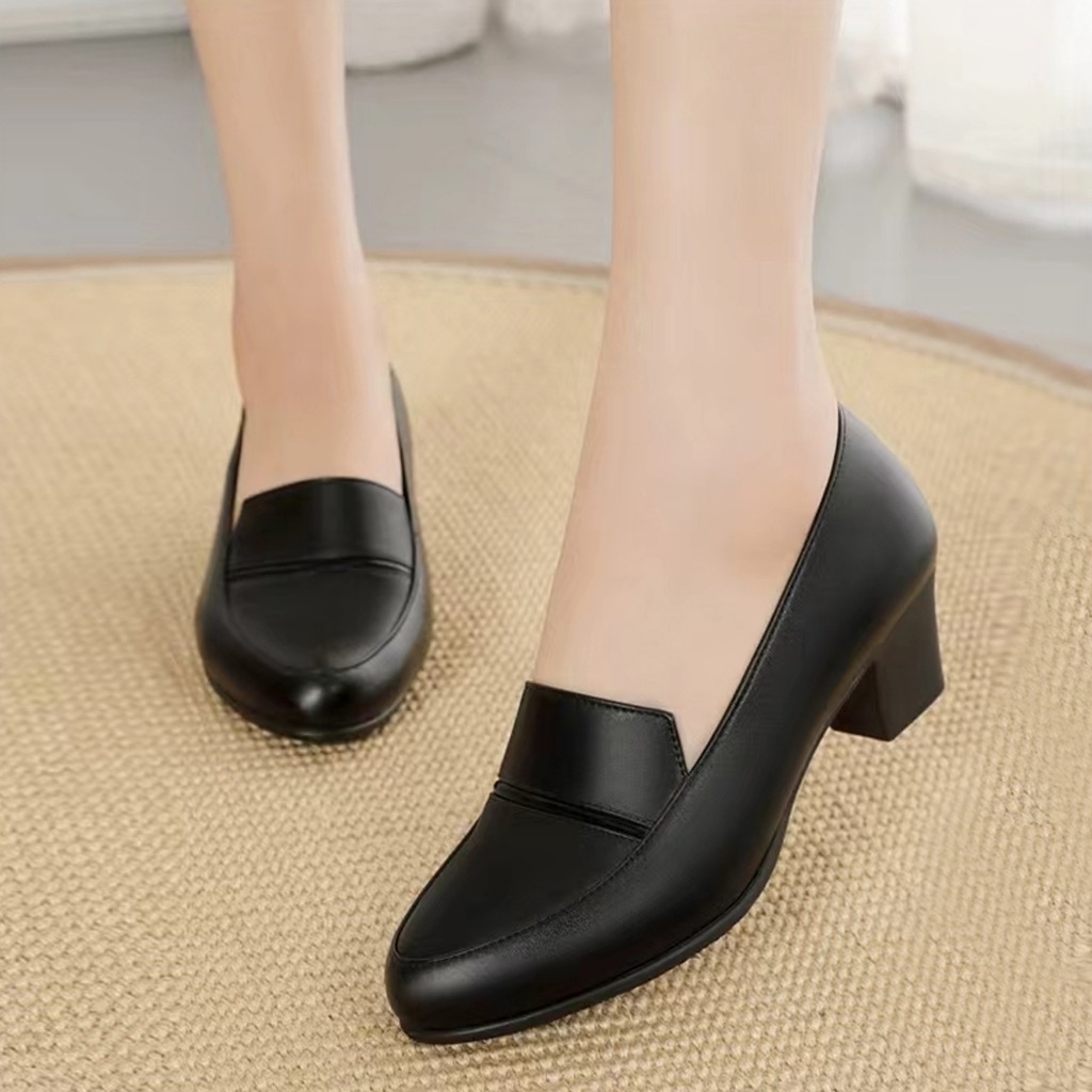 Korean pointed high heels women's black block heels work shoes L762 ...