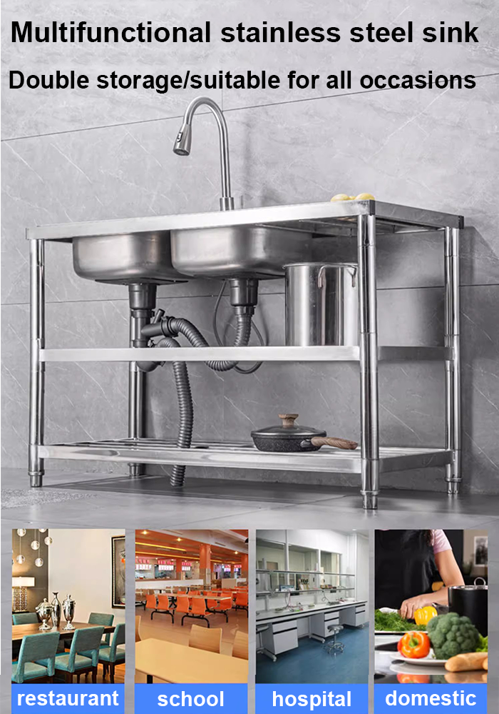 【Free accessories】304 Stainless Steel Kitchen Sink Thickness Double ...