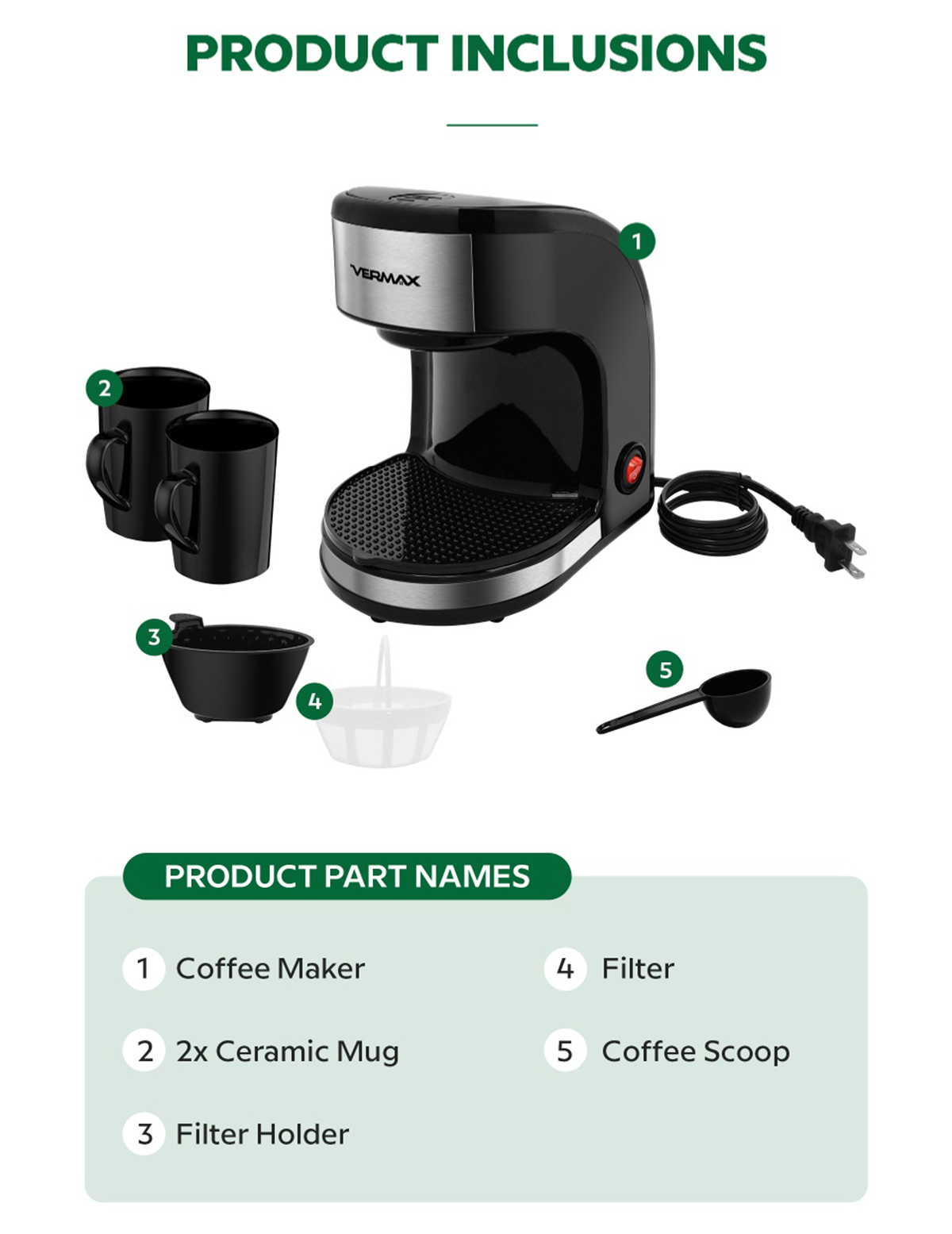 Vermax Potable Drip Coffee Maker Drip Multi-Function Coffee Machine ...