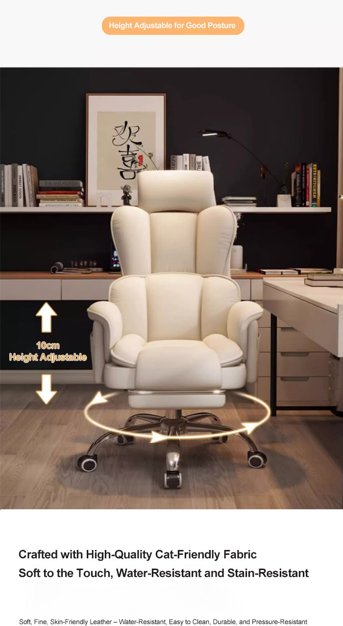 L&Q Computer Chair Ergonomic Gaming Chair White Leather Office Chair ...