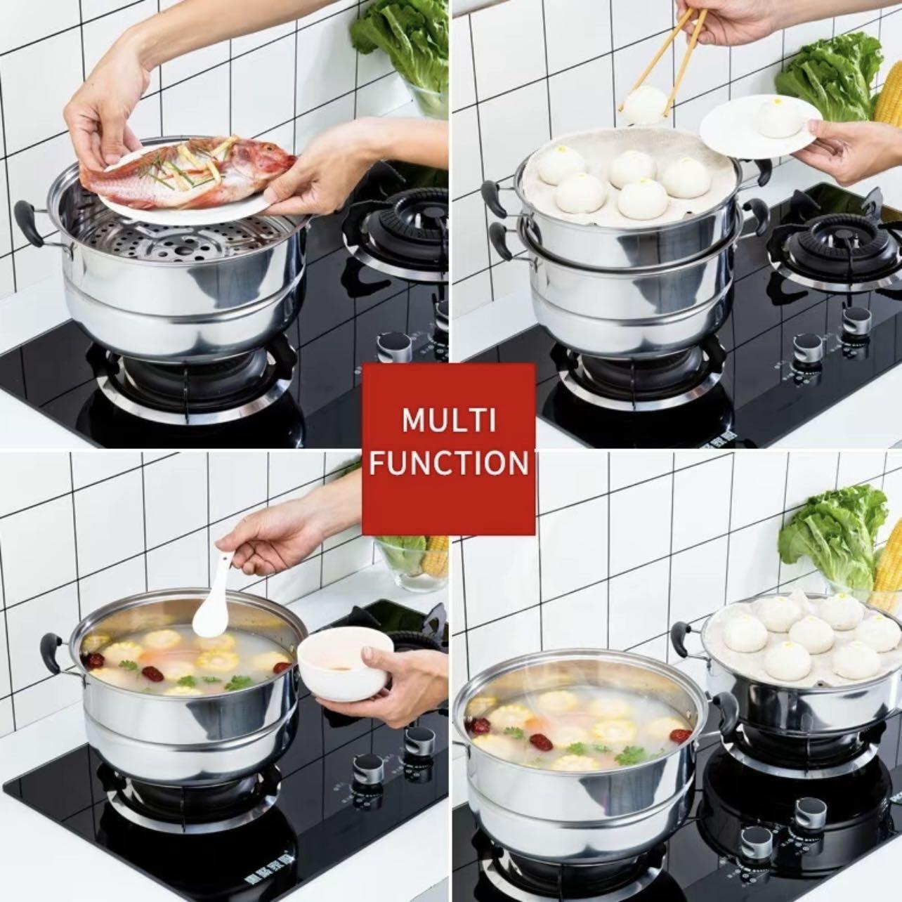 3 Layer Stainless Steel Steamer And Cooker Cooking pots Steamer pan ...