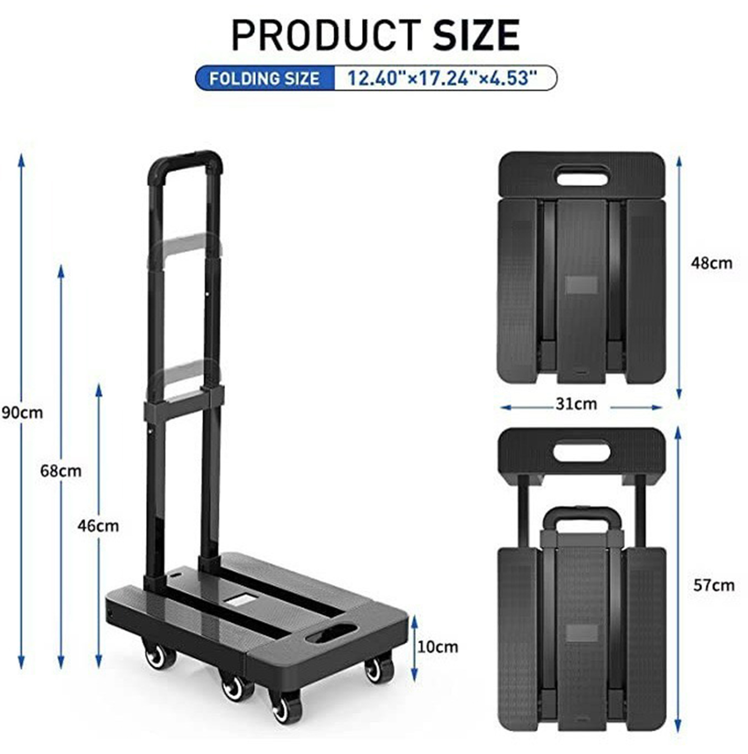 Rules Trolley Cart Foldable with Brake For Heavy Shopping Cart Grocery ...