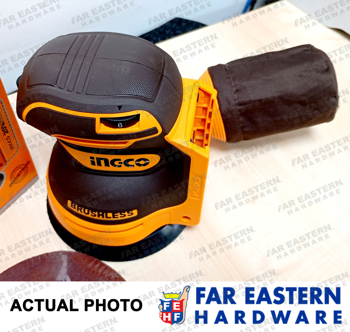 INGCO Cordless Brushless Random Orbit Orbital Sander 5" BARETOOL 20V ...