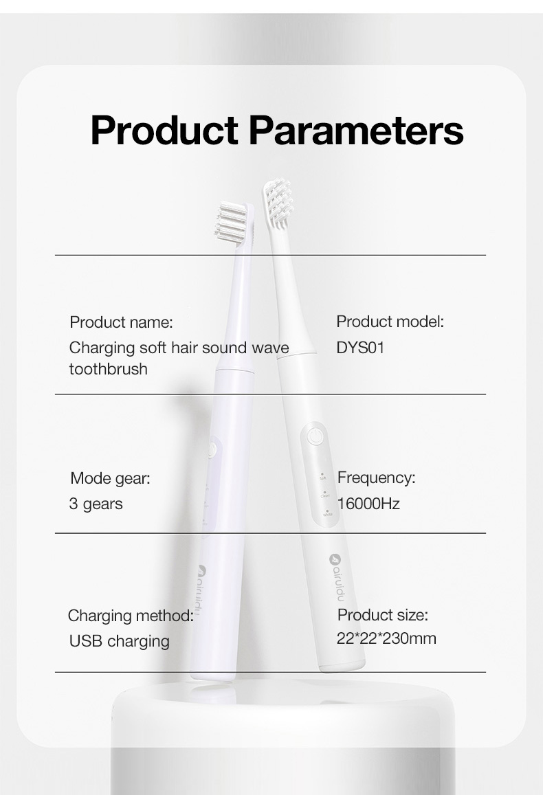 Airuidu YS01 Sonic Electric Toothbrush 3 Modes Rechargeable Toothbrush ...