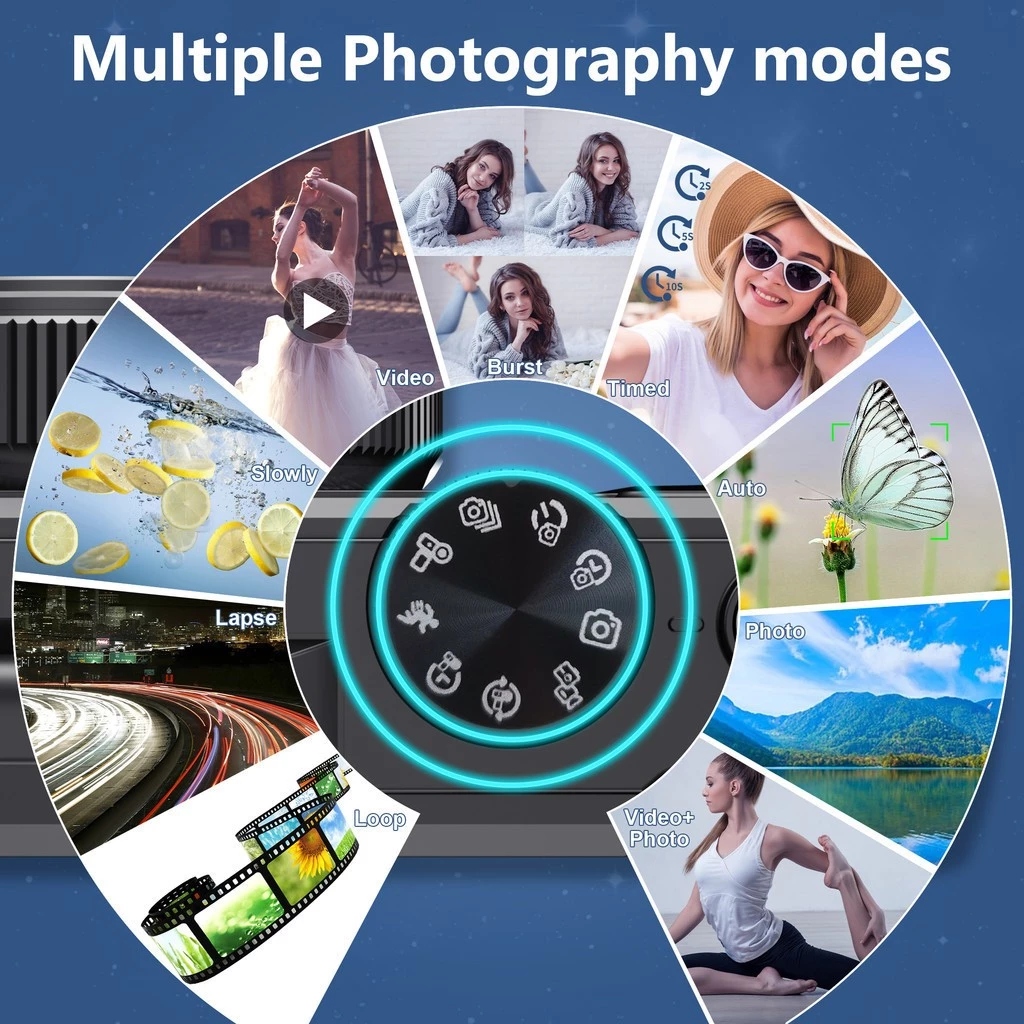 [MURA DEALS] VETEK 8 Camera 64MP Digital Camera 4K Vlogging Camera 3 ...