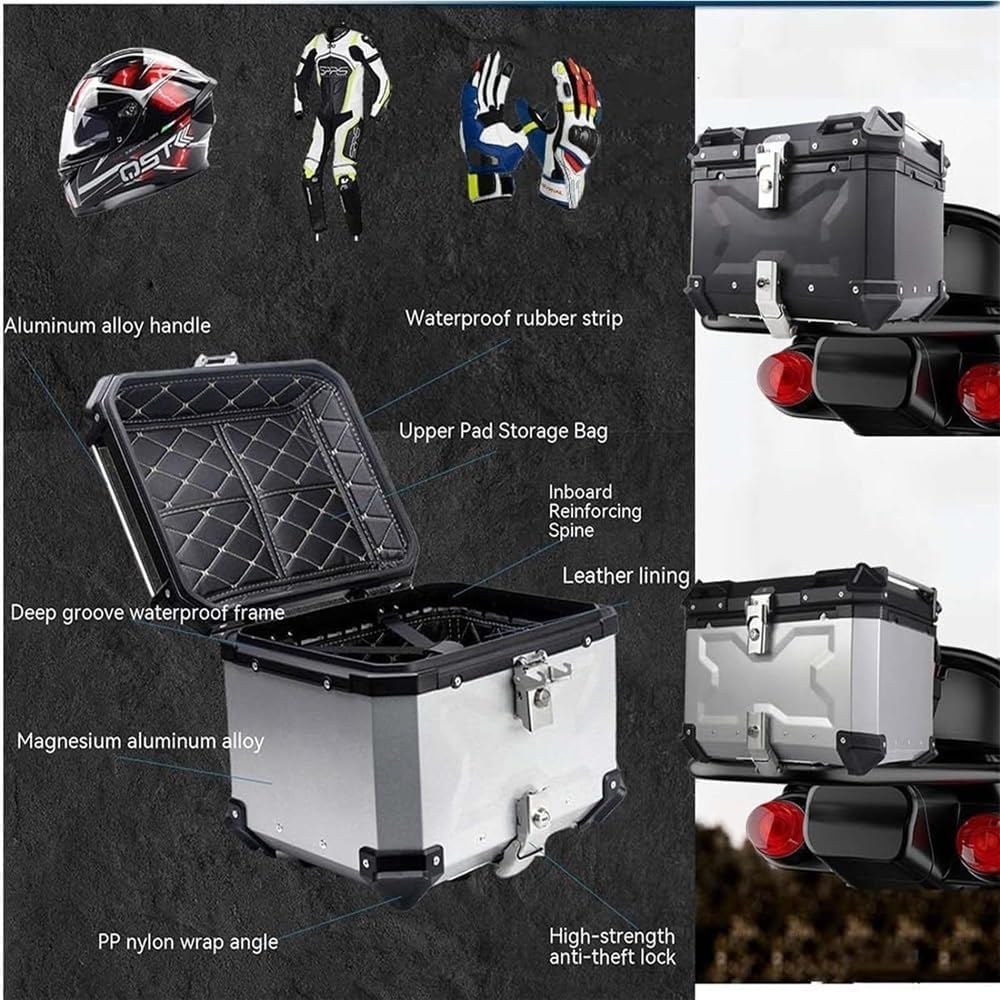 Motorcycle Aluminum Rear Box,45L 55L 65L Waterproof Motorcycle Trunk ...