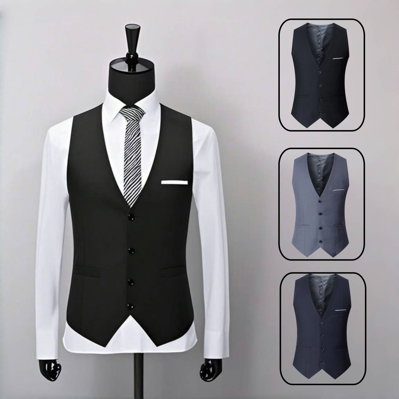 Formal Men Waistcoat Suit Vest for Men Single Breasted Business Semi ...