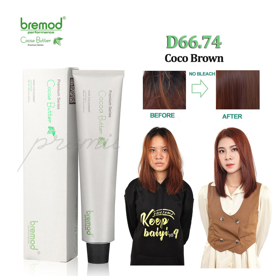 (HOT) Bremod Premium Hair Color Coco Brown D66.74 Oxidizing Natural Dye ...