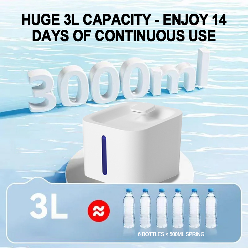【Clearance!】3L Auto Pet Fountain with Water Level Alarm & 3-Stage ...