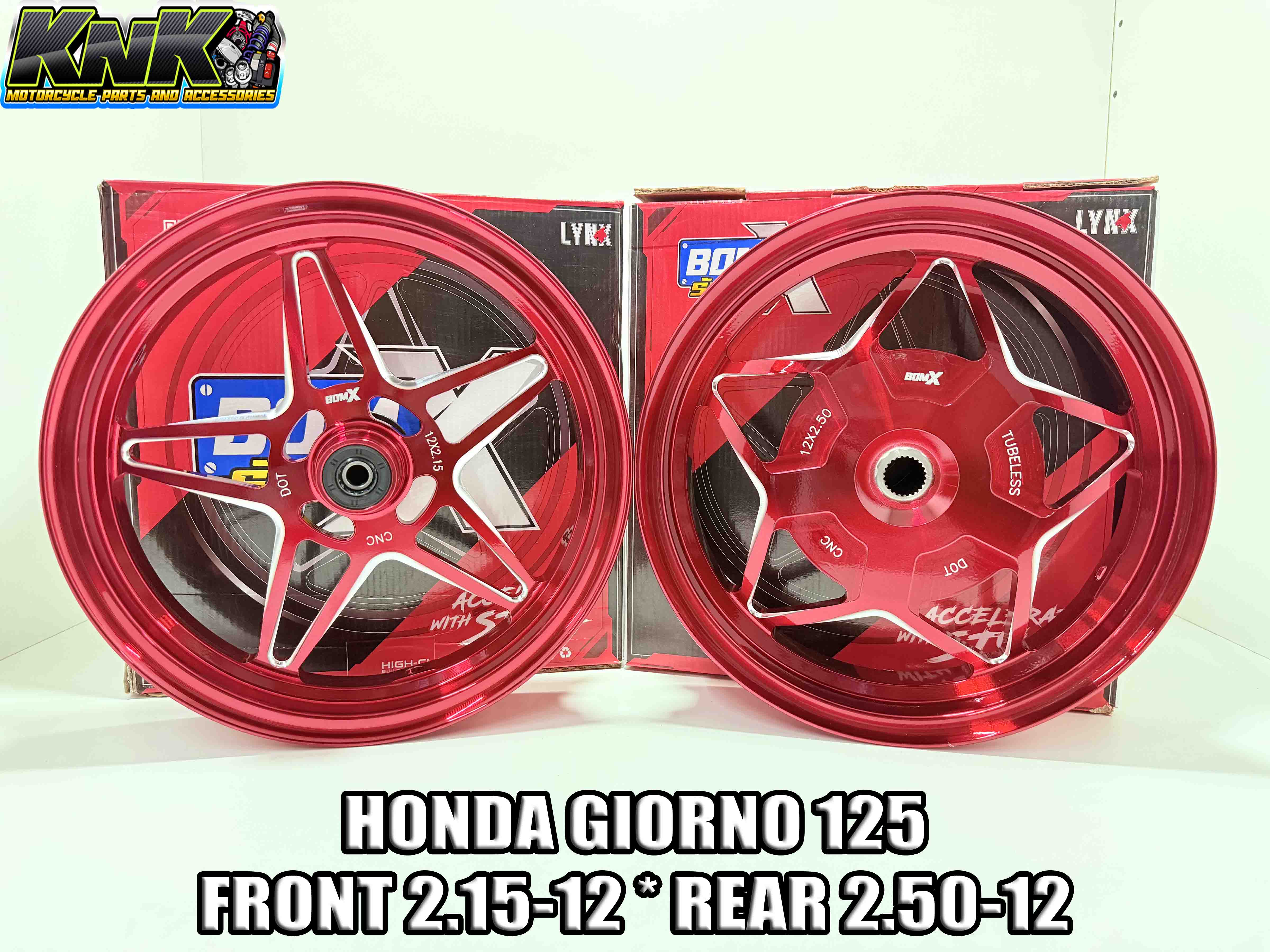 BOM X CNC MAGS LYNX (STAR) 12s 5 SPOKES FOR HONDA GIORNO 125 (100% ...