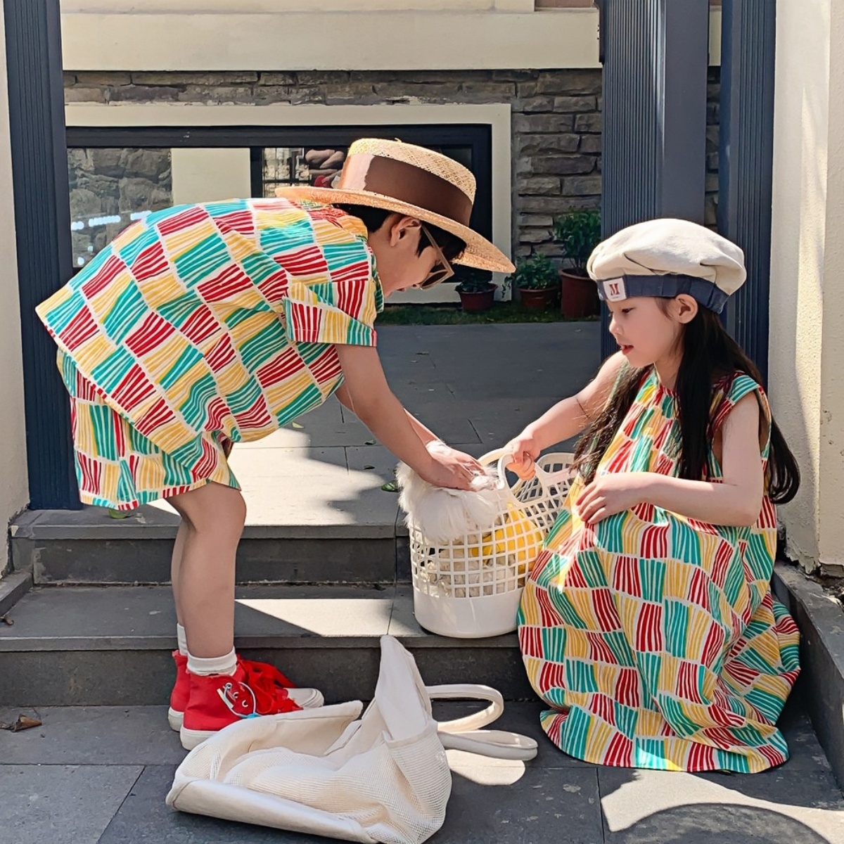 Beryl Kids Boys Suit Girls Dress Summer Fashion Contrast Striped ...