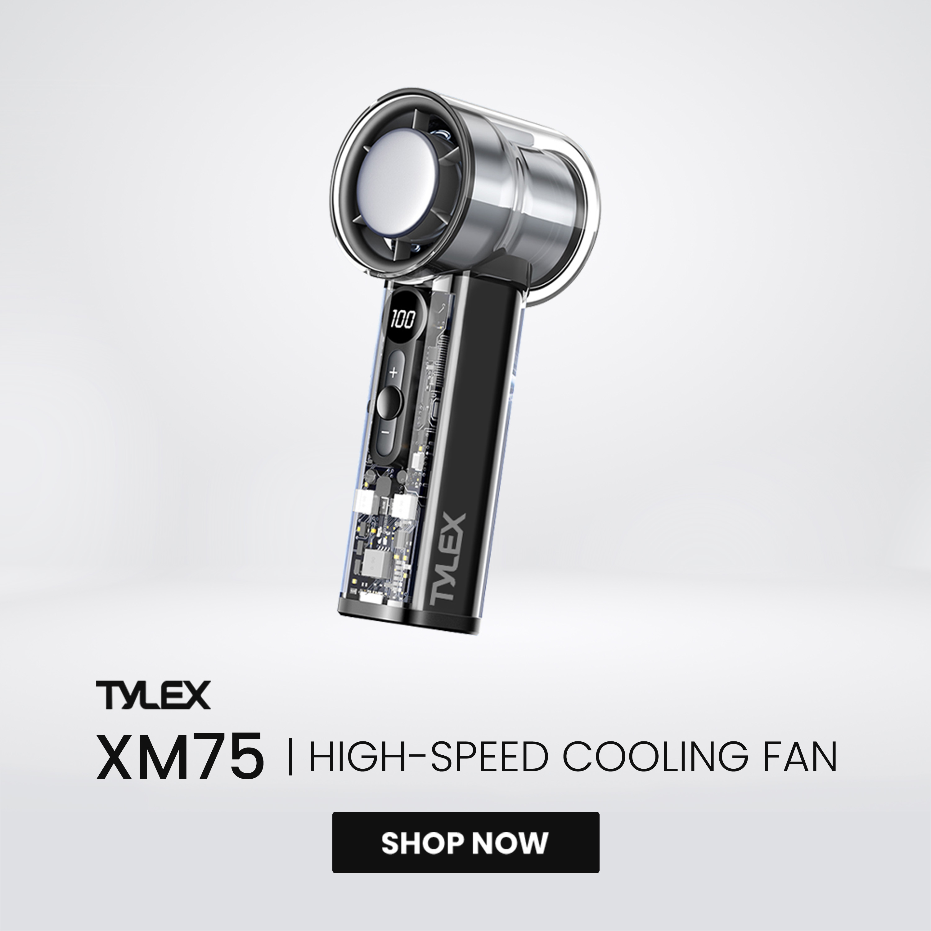 TYLEX XM75 High-Speed Refrigerant Fan Portable Ultrafast Cooling Effect Turbo Wind Speed 3000mAh ...