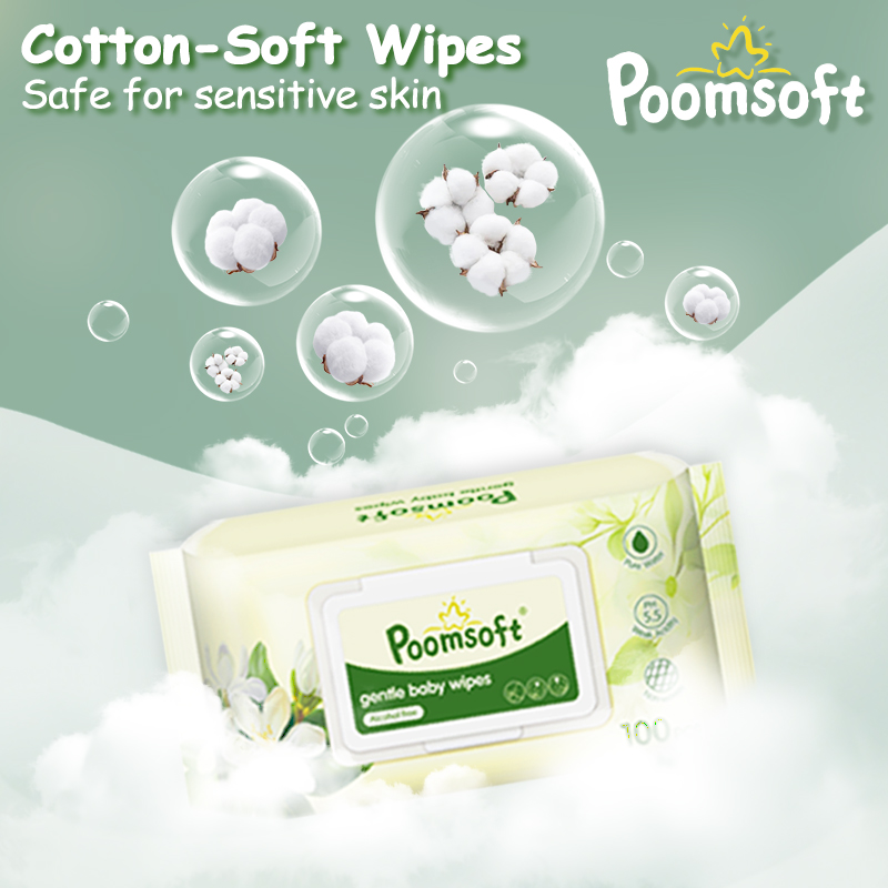 Poomsoft 5 Packs x 100 Sheet Jasmine Scented No-Alcohol Gentle Baby ...