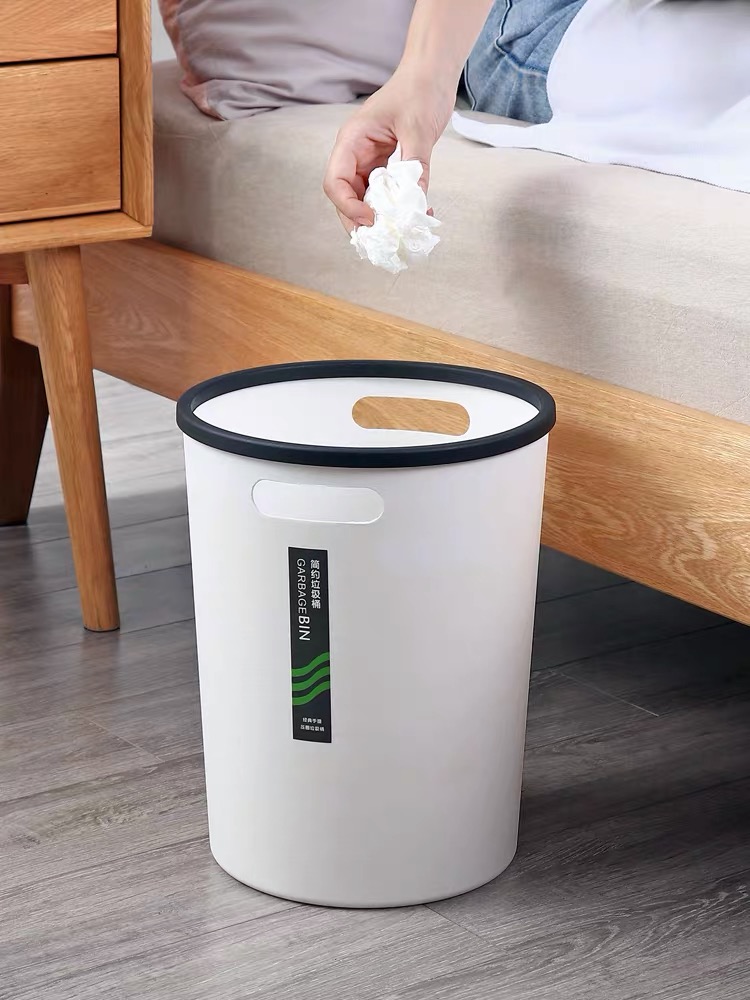 Pressing Ring Trash Can Plastic Garbage Can For Kitchen Bathroom ...