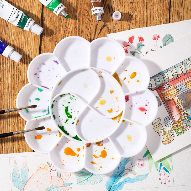 Deli 12/14 Grids Paint palette Watercolor Acrylic oil Color Disc PP Art ...