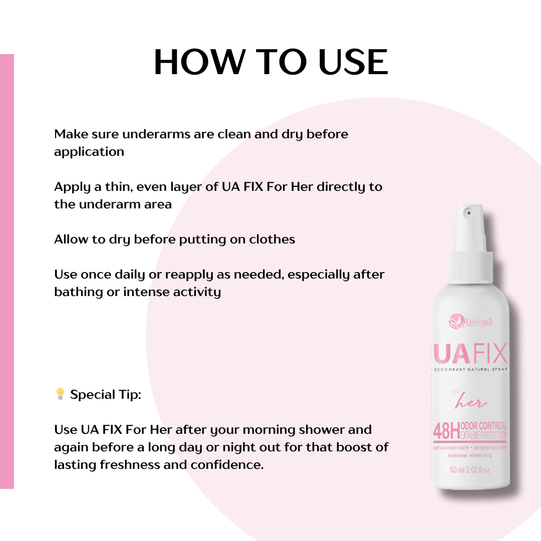 UA FIX FOR HER – Underarm Protection Spray | 48hr Odor Shield + Smooth ...