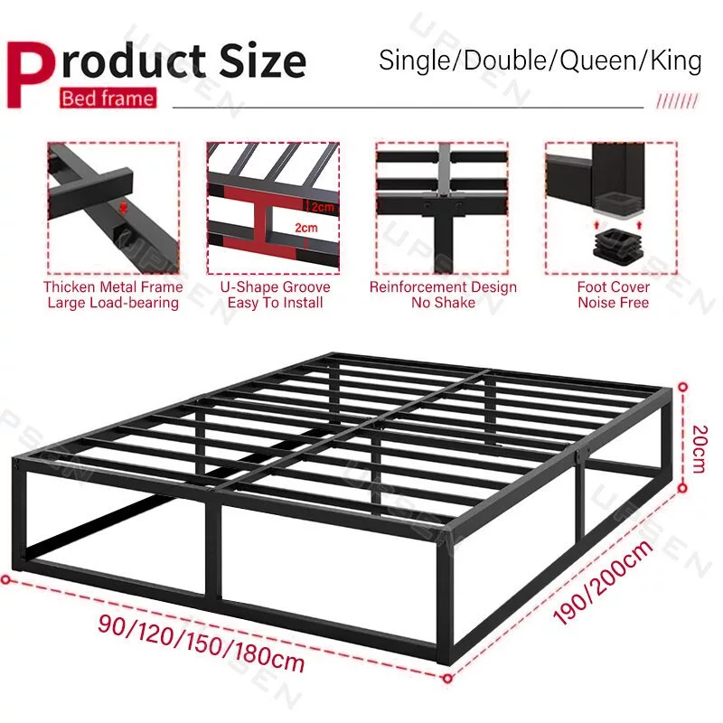 Iron Bed Frame Queen＆King size Four Heavy Duty Bed Steel Bed Frame ...