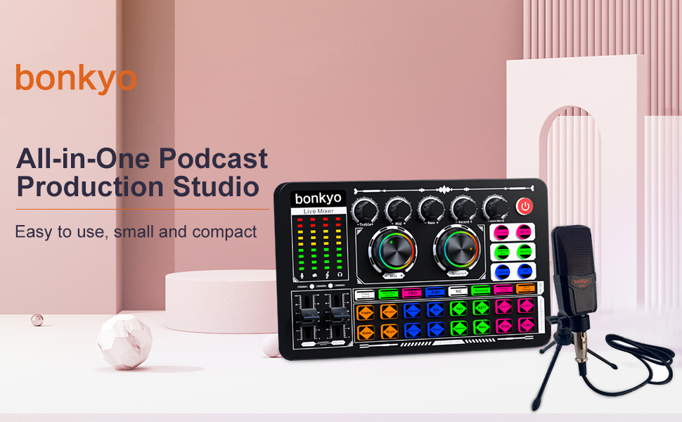 Bonkyo F999 Live Soundcard Audio Mixer with Effects Audio Interface ...