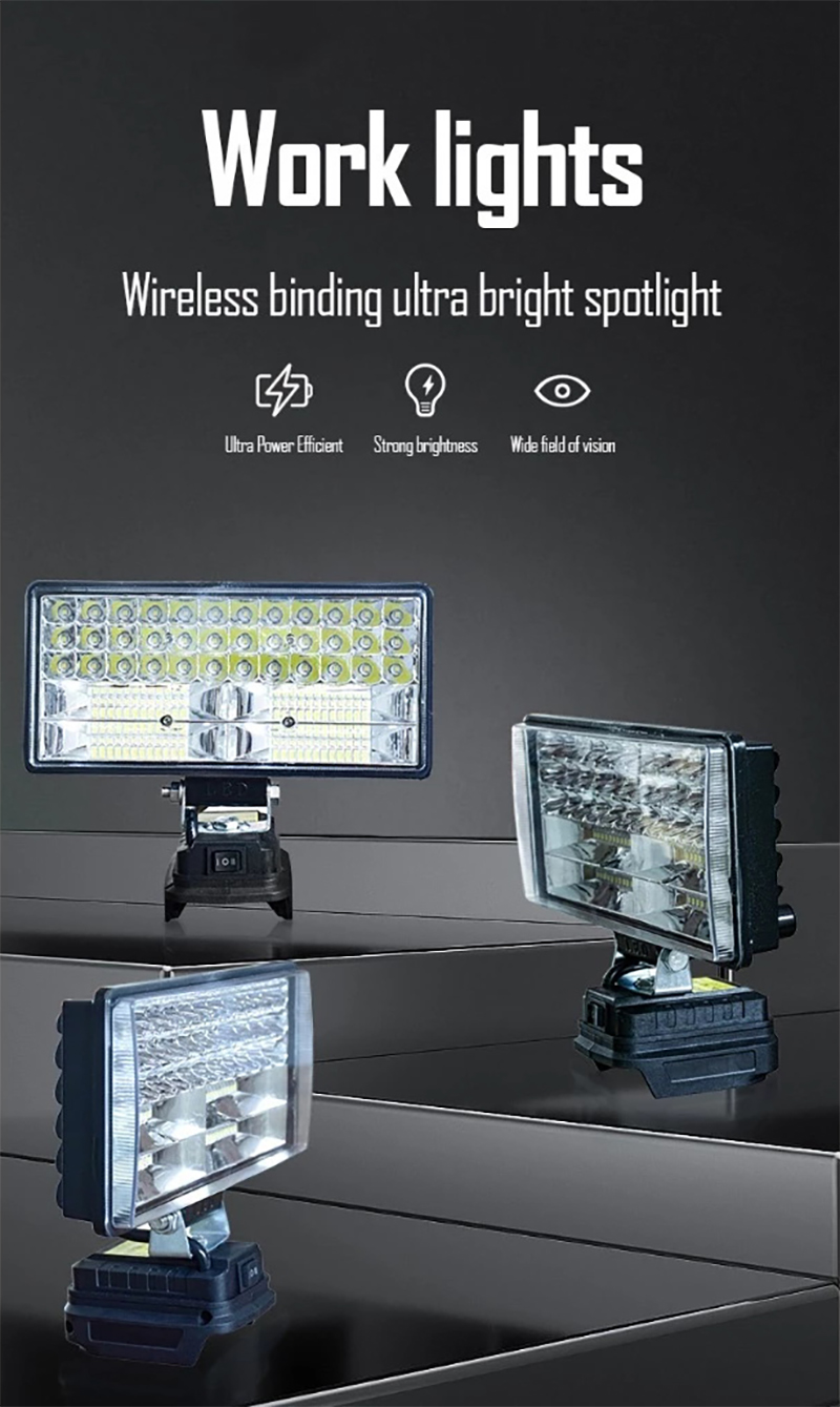 8 Inch LED Flood Light Cordless LED Work Light Spotlight Li-ion Battery ...