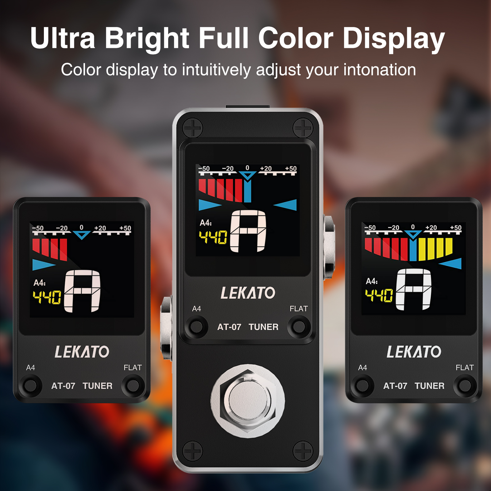 LEKATO Bass Guitar Tuner Pedal Tuning Pegs Guitar Effects LED Display ...