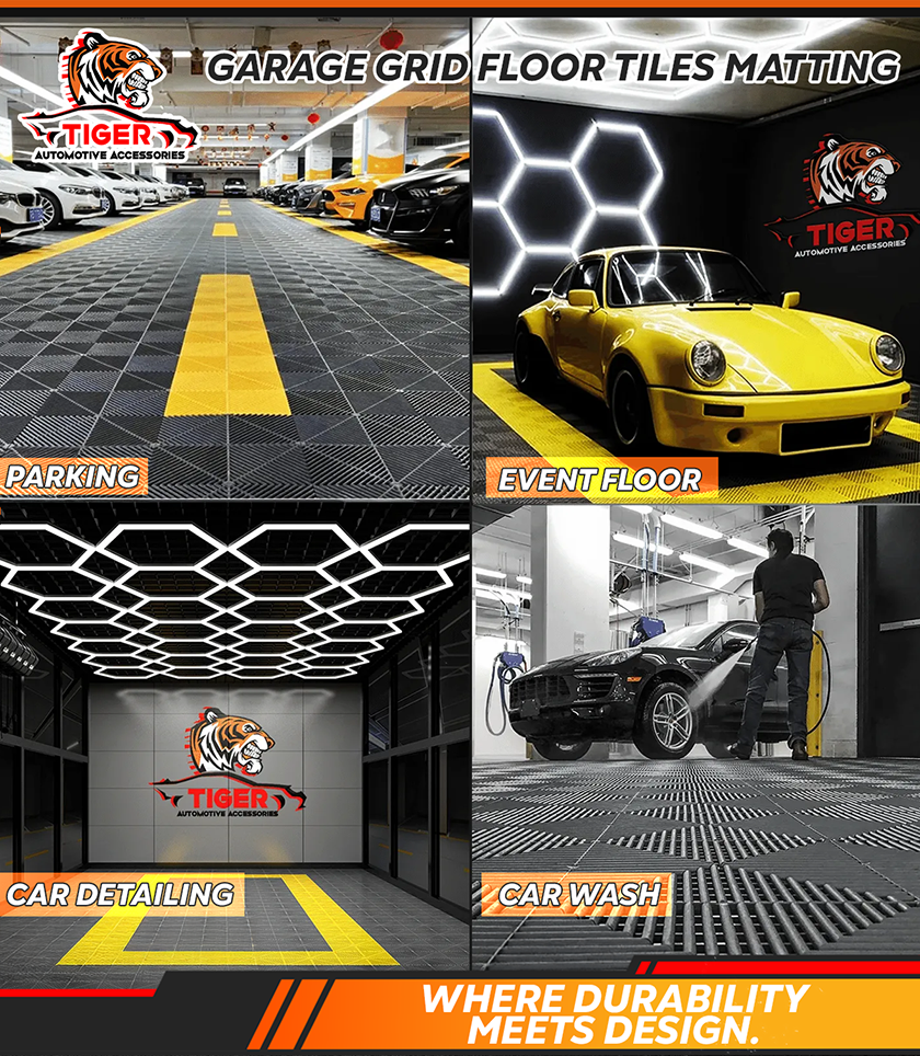TIGERAUTO Garage Floor Tiles 40x40, Heavy Duty, Anti-Slip, Interlocking ...
