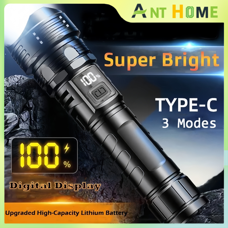 Flashlight Rechargeable Waterproof Smart Digital Display LED flashlight ...
