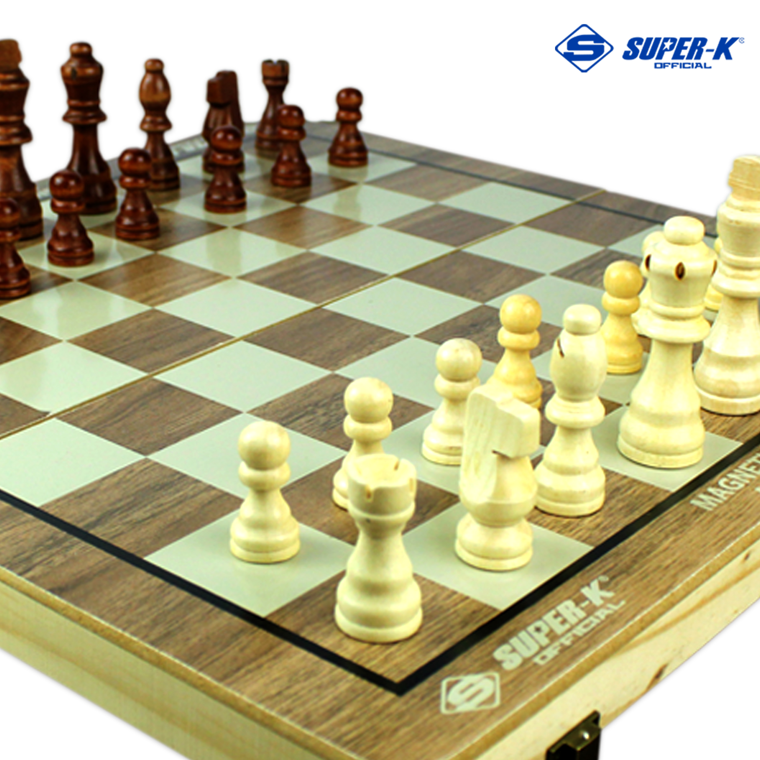 Super-K | Premium Wooden Chess & Checkers Set with Magnetic Pieces (SKG ...