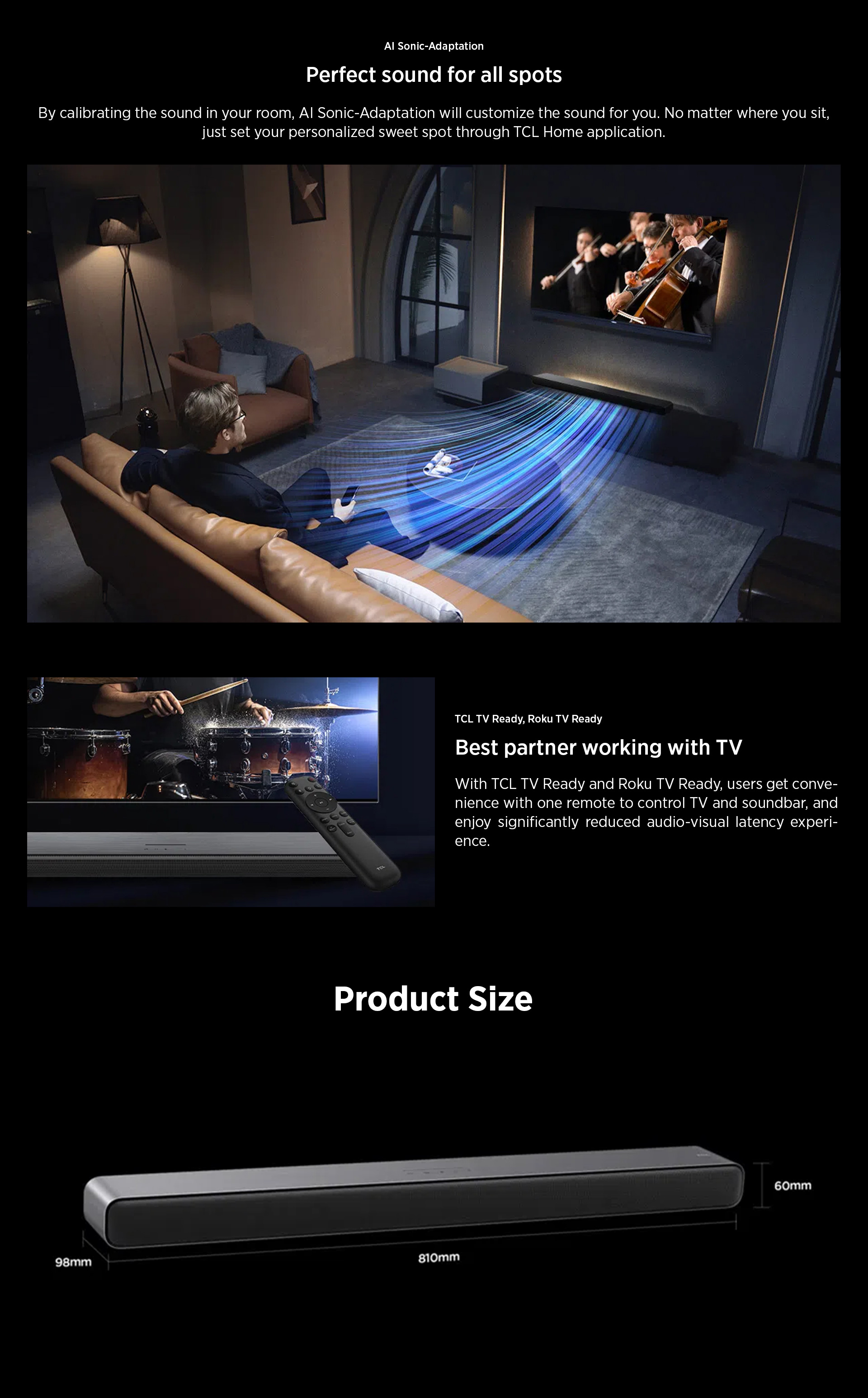 TCL TV S45H Wireless Pro All-in-One 2.0 channel Soundbar Speaker System ...
