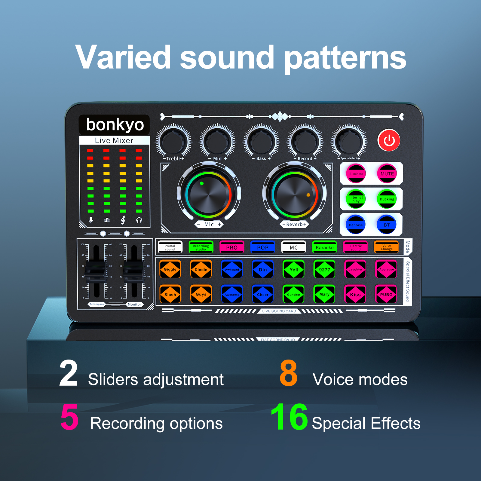 Bonkyo F999 SoundCard + M999 Mic combination set Bluetooth wireless ...