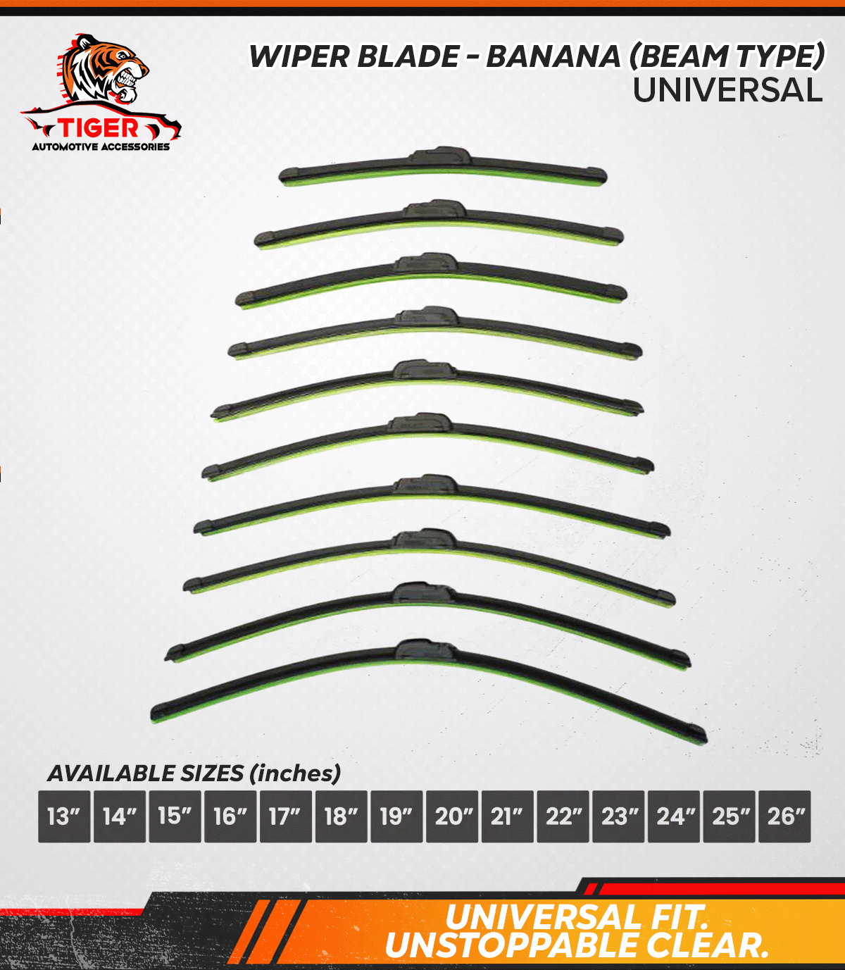 TIGERAUTO Universal Car Wiper Blade Beam Type - Banana Plastic ABS Flat ...