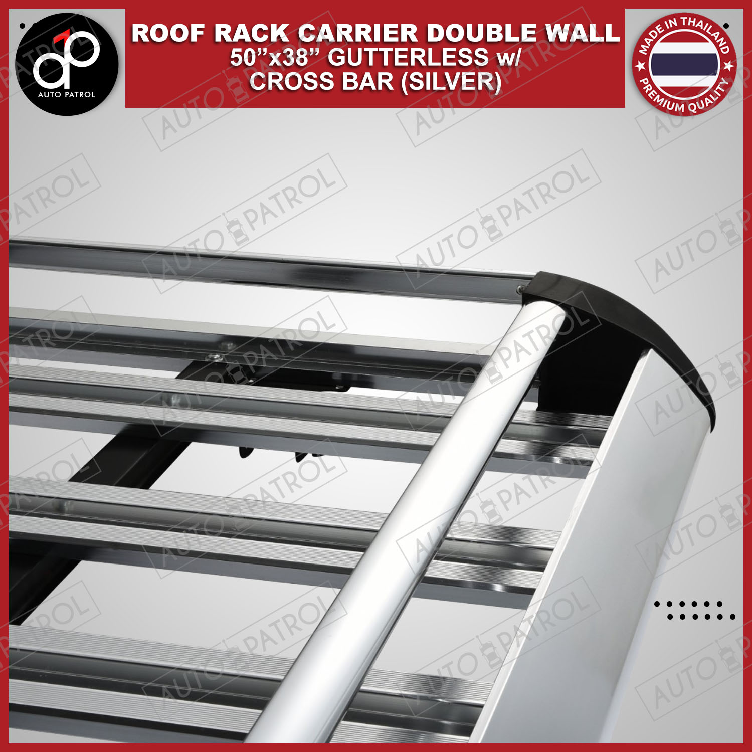 Double Wall Roof rack 50x38 inches Silver with Gutterless w/ Cross bar ...
