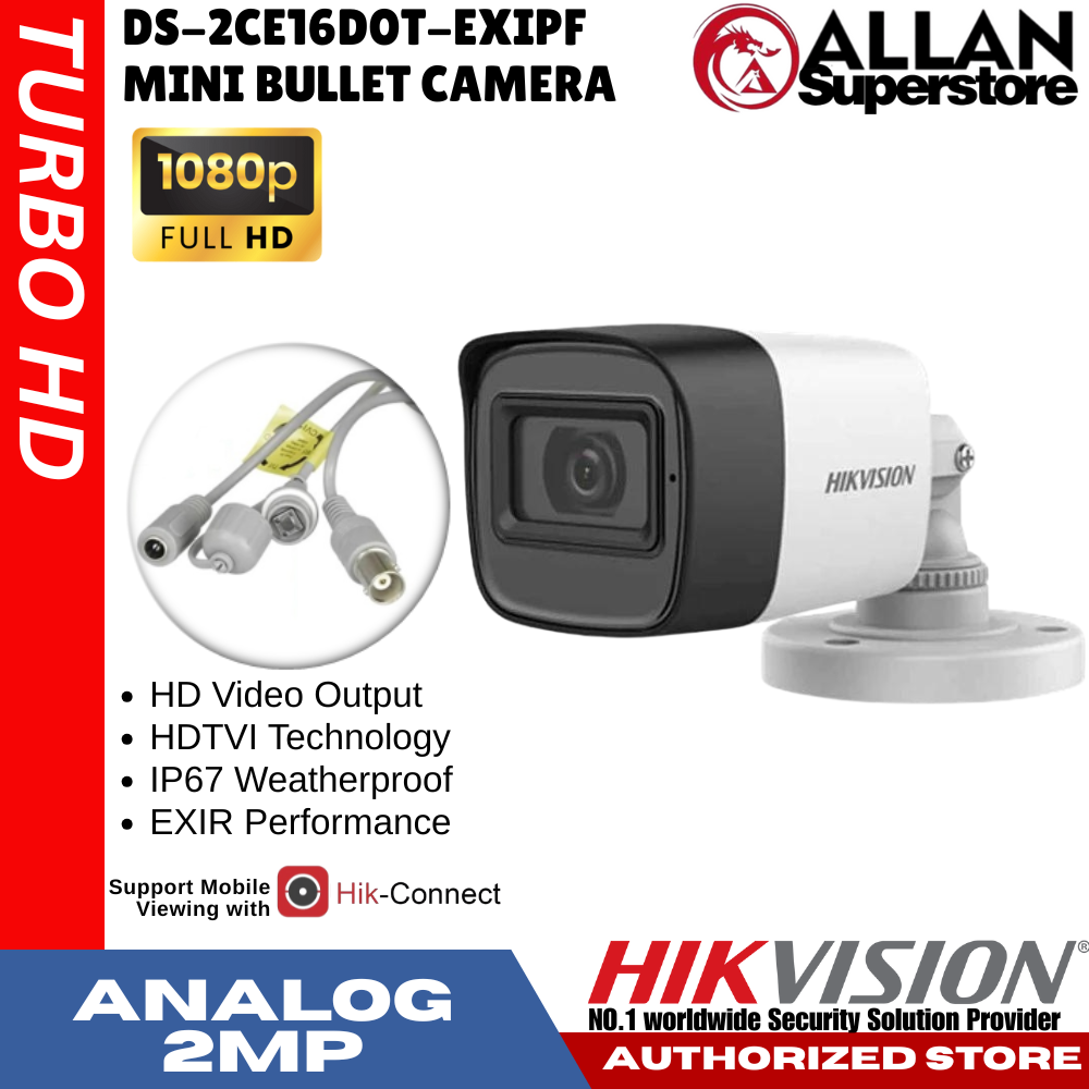 Hikvision 2CE16D0T-EXIPF 2MP IR Bullet Camera | Outdoor CCTV, 3.6mm ...