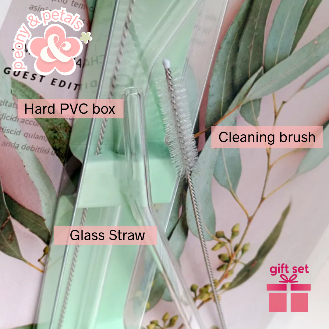 Reusable Glass Straw Box Set and Gift Set - Colored Clear and ...