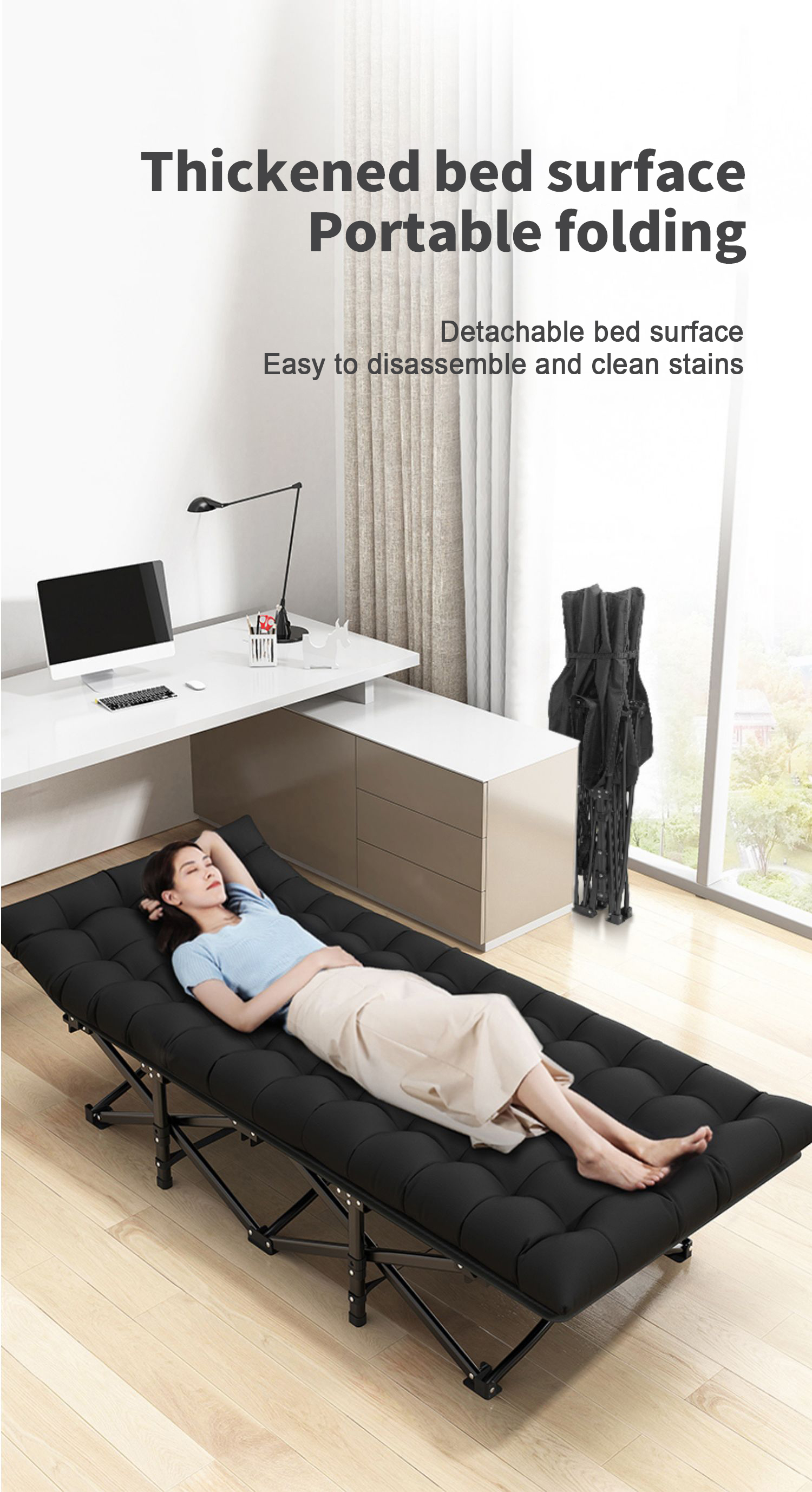 SWG Folding Bed With Foam Single Bed Reclining Chair Cloth Outdoor ...