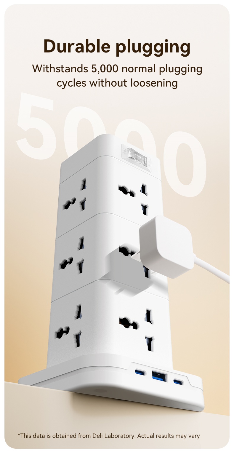 Deli 12 Gangs Fast Charging Universal Power Strip Vertical Electric ...