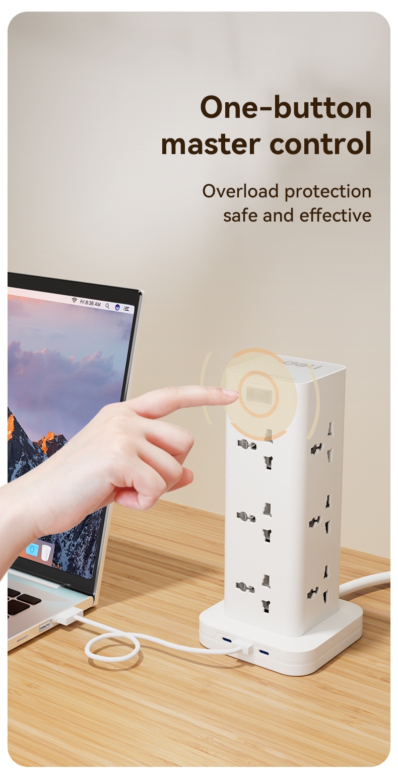 Deli 12 Gangs Fast Charging Universal Vertical Electric Socket ...