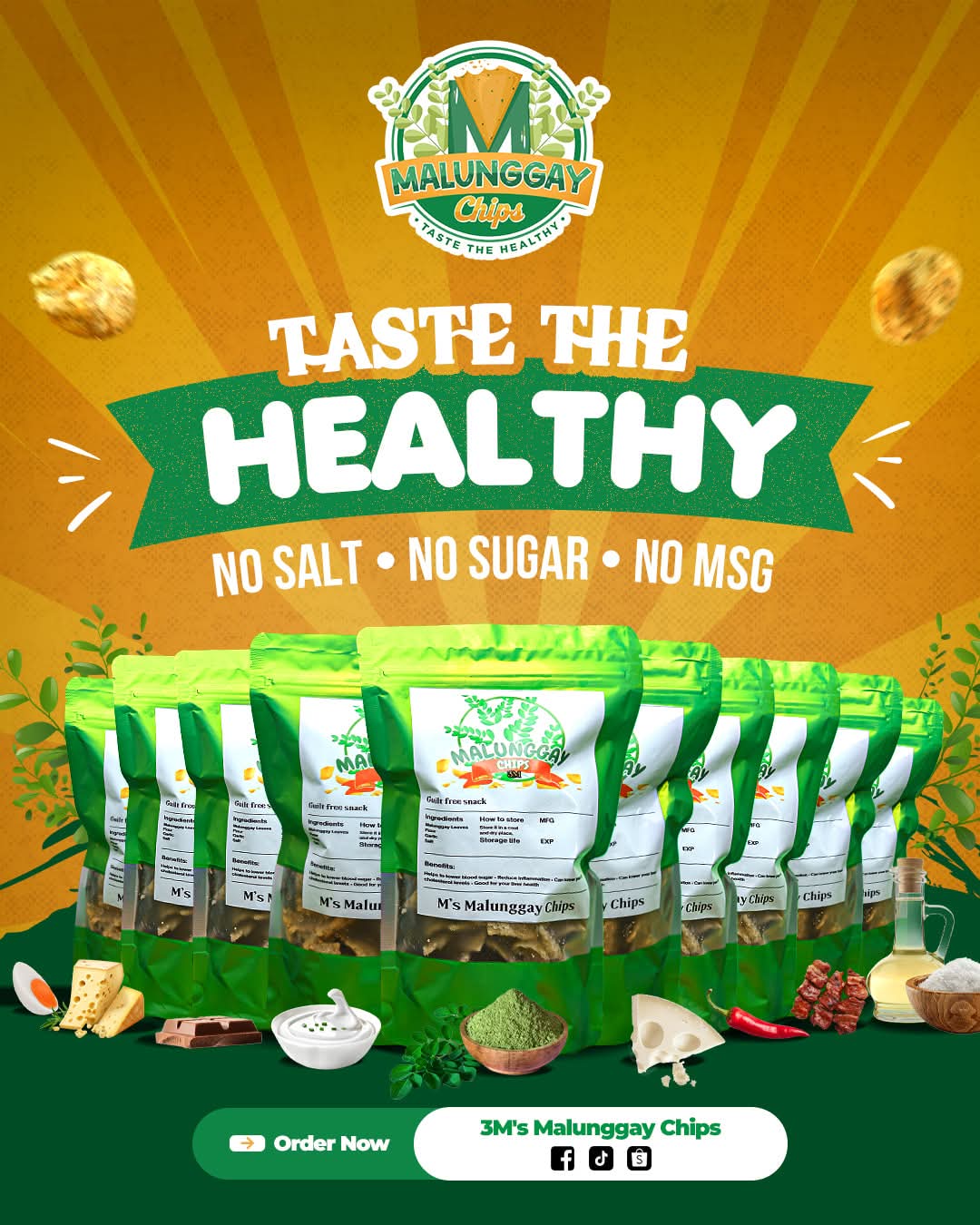 125g and 60g - M's Malunggay Chips - Guilt-free Snack - Crispy Moringa ...